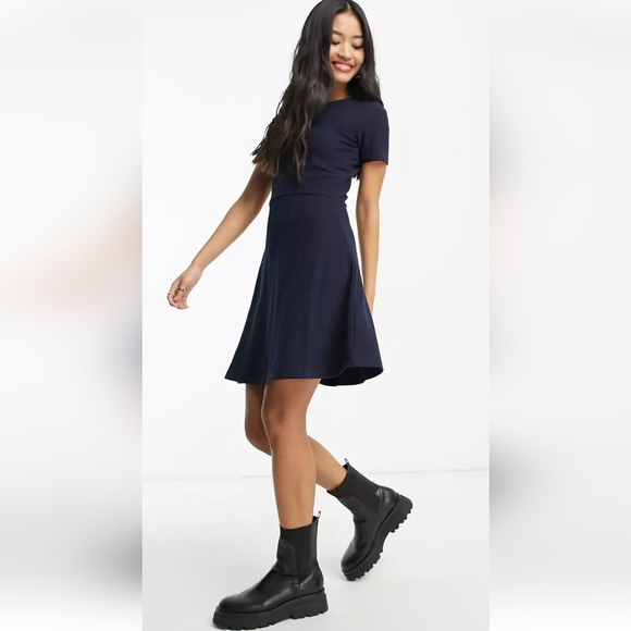 Only | Dresses | Only Short Sleeve Skater Dress In Navy | Poshmark